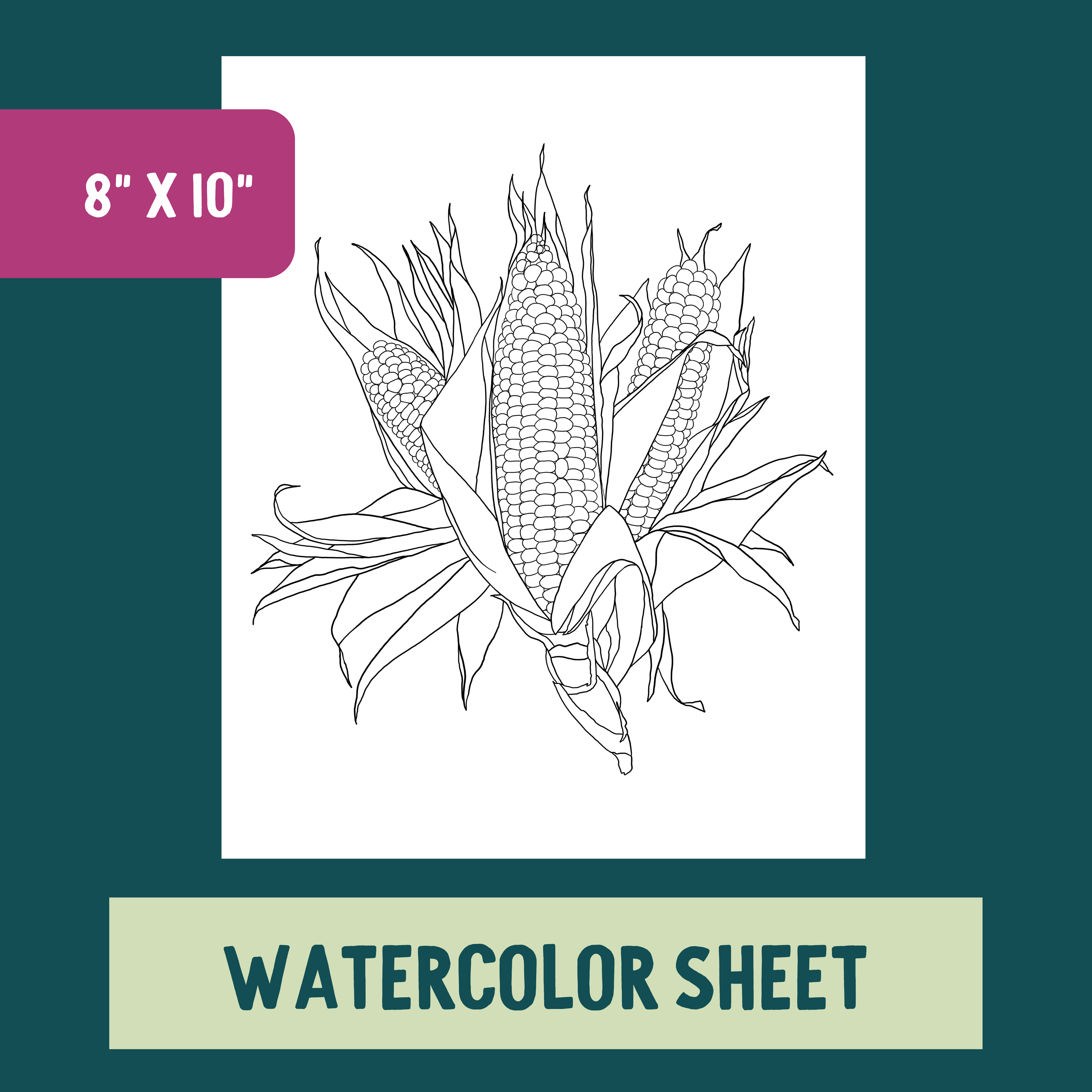 *Individual Sheet* Corn Watercolor Painting Sheets – Splatter & Bloom