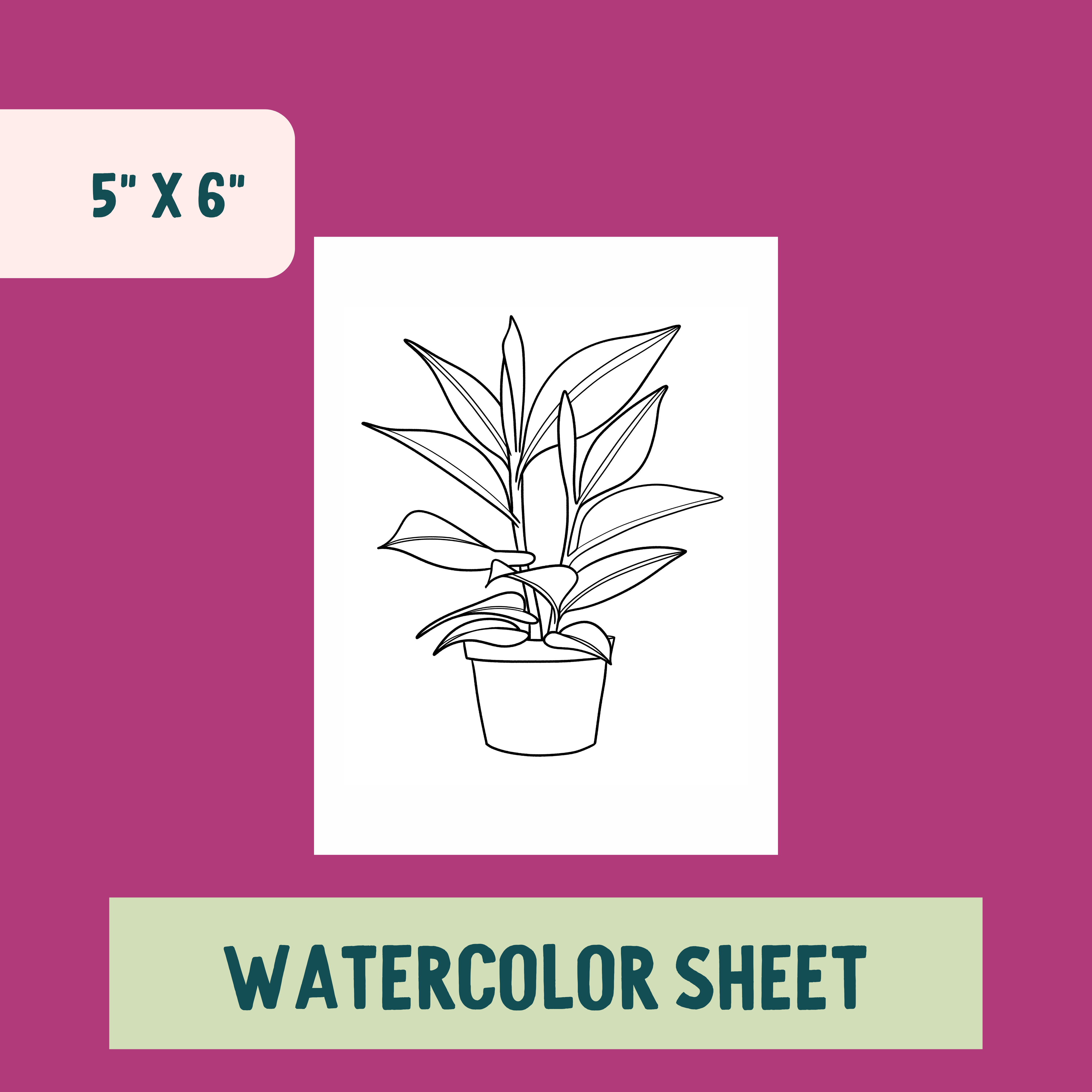 *Individual Sheet* Ruby Rubber Plant Watercolor Painting Sheets ...