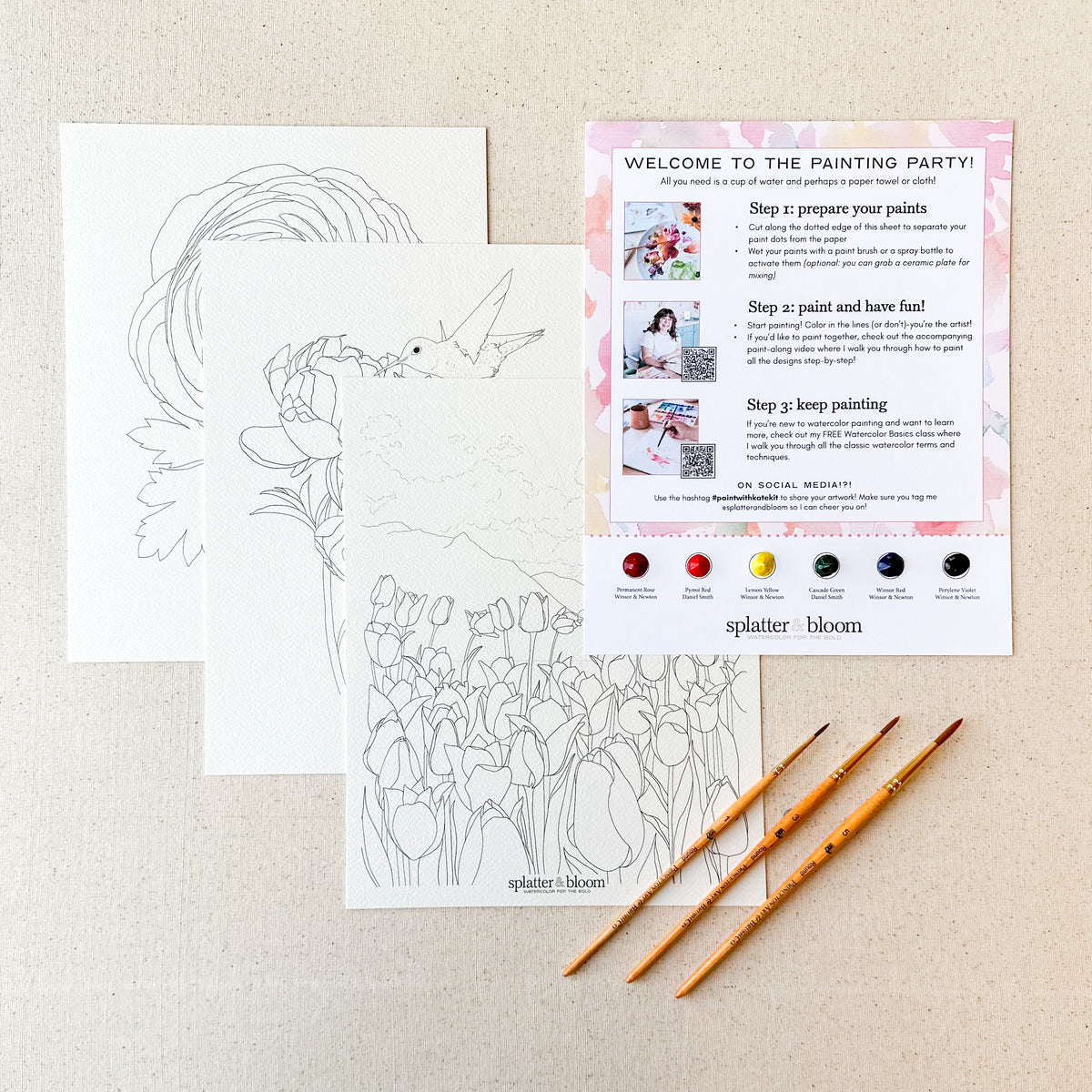 Spring Florals Watercolor Painting Kit (Large) – Splatter & Bloom
